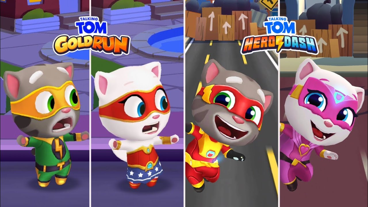 Talking Tom Gold Run Las Vegas Super Tom vs Super Angela vs Tom Hero ...