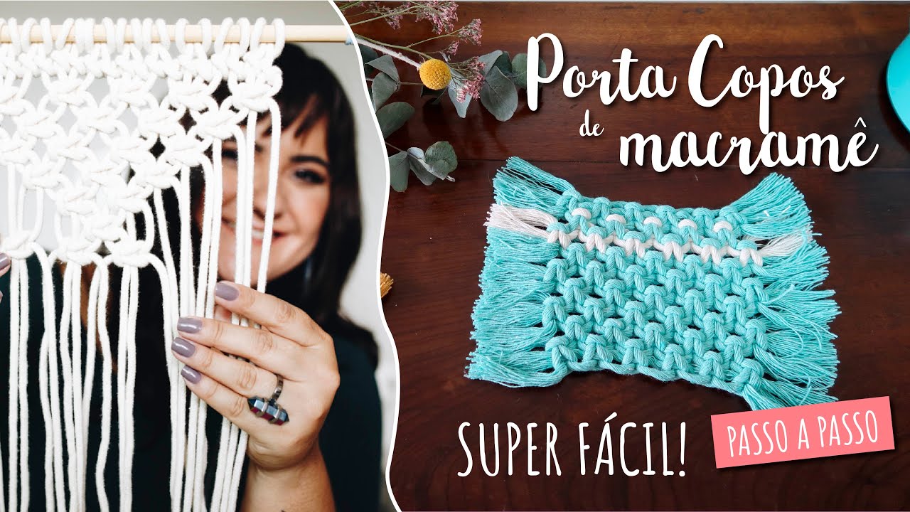 Como fazer um descanso de copos em macramê! Super fácil para iniciantes ...