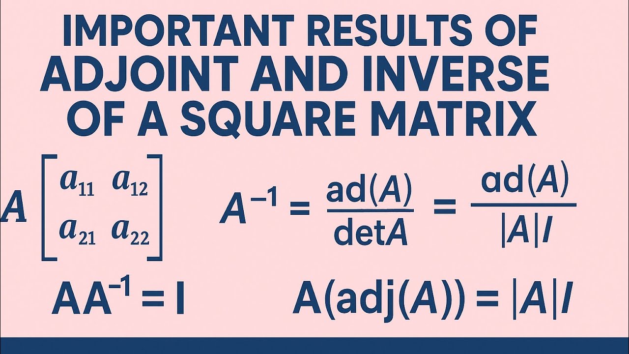 Adjoint and Inverse of a Square Matrix | Important Results | Class 12 ...