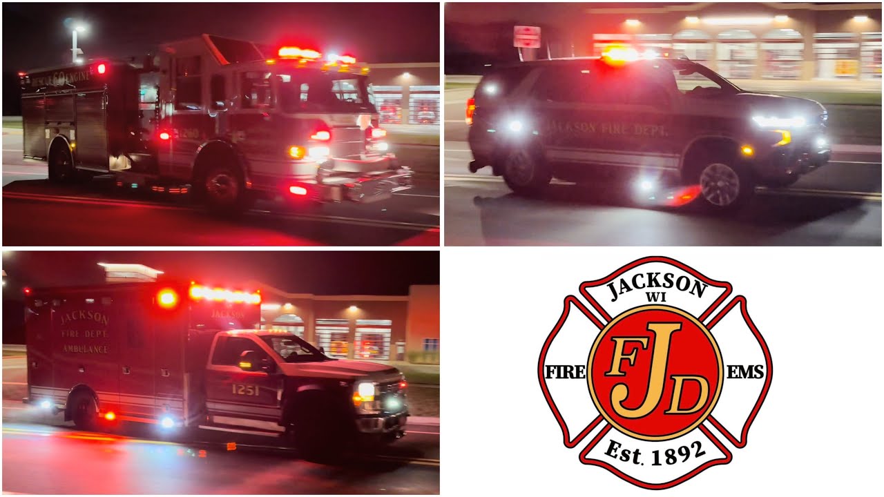 Jackson Fire Engine 1260, Command 1280, & Ambulance 1251 Responding ...
