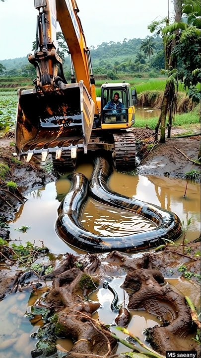 excavator finds dead python in rice field 🐍🌾 - YouTube