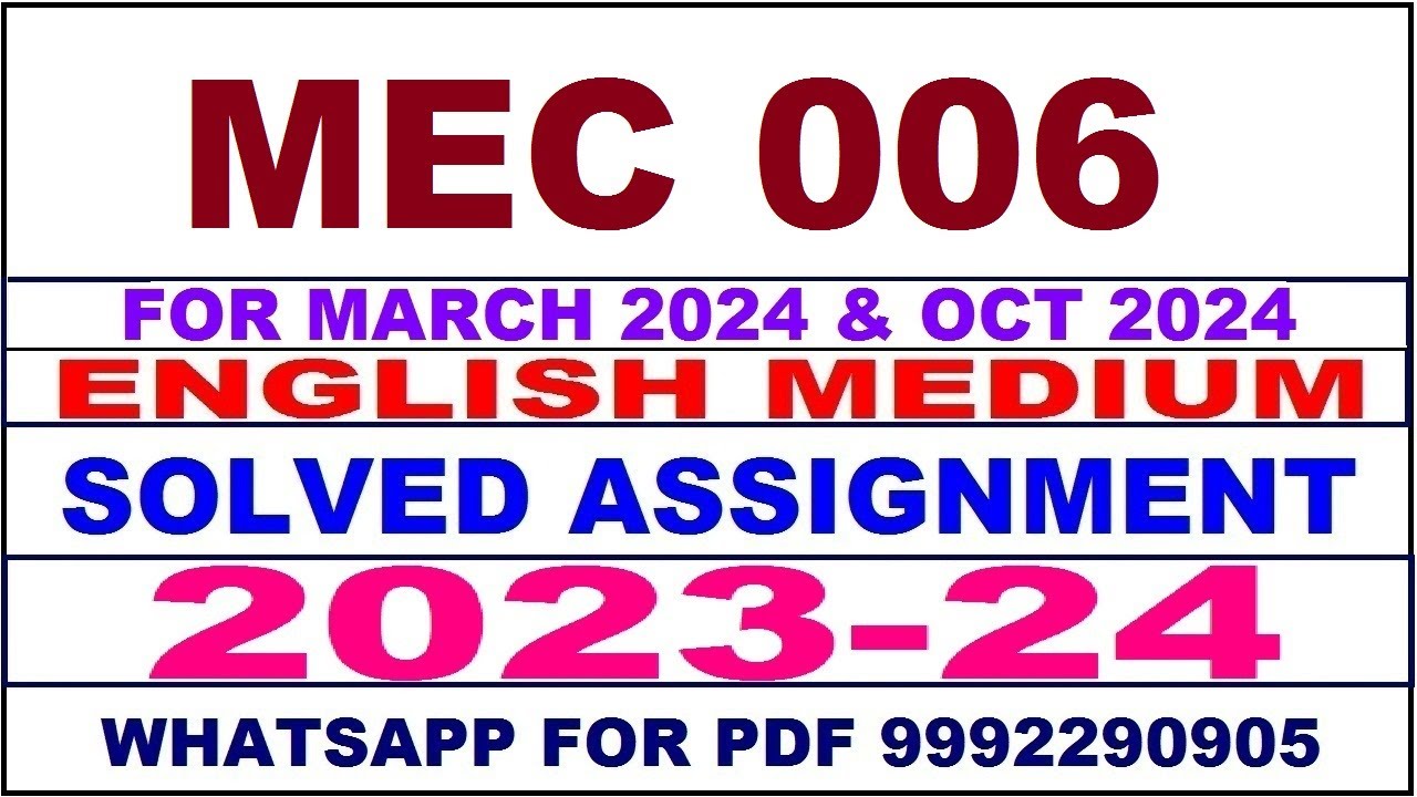 mec 006 solved assignment 2023-24 | mec 6 solved assignment in english ...