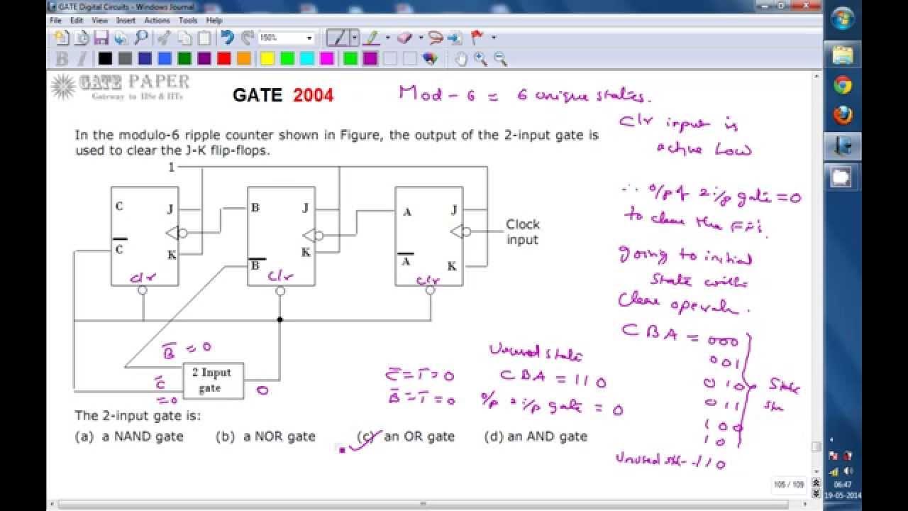 GATE 2004 ECE Decoding logic for Mod 6 UP counter - YouTube