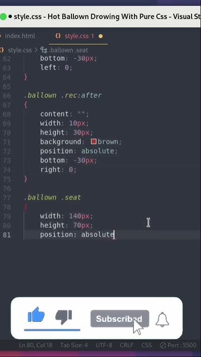 hot balloon drowing in pure css | hot air balloon #css #viralshorts # ...