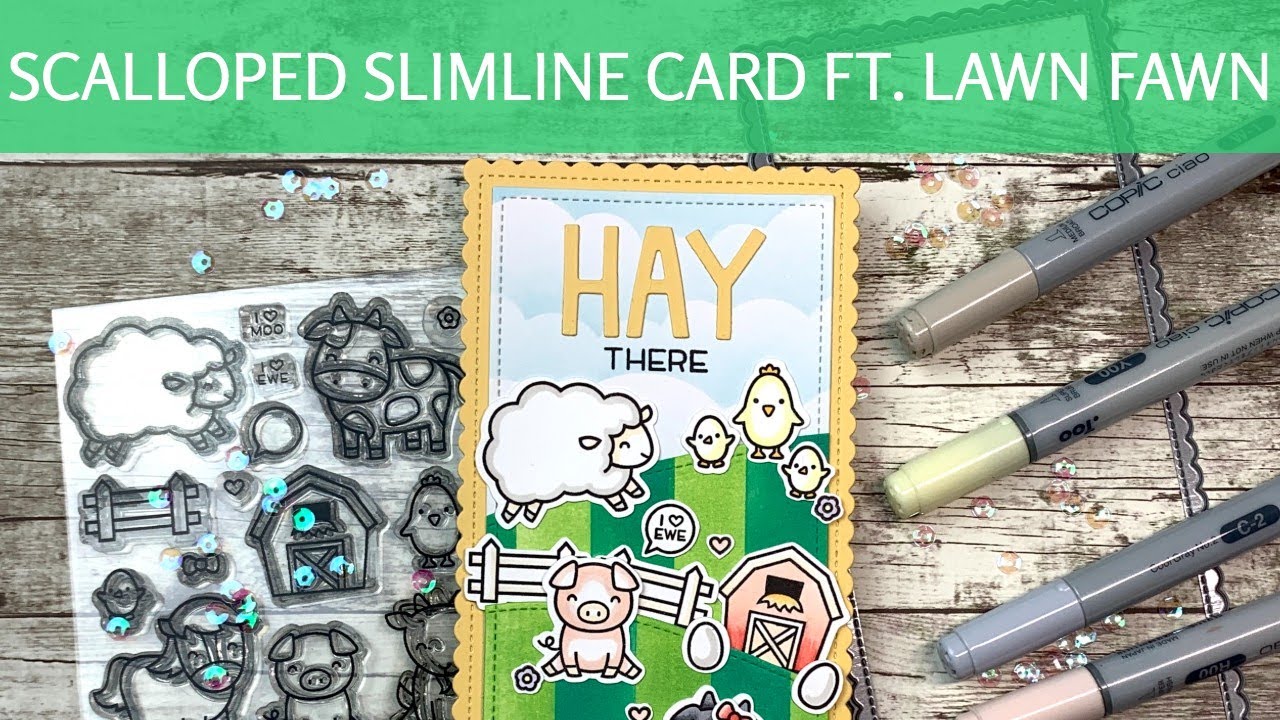 Cardmaking Video! A scalloped slimline card featuring Hay There! - YouTube