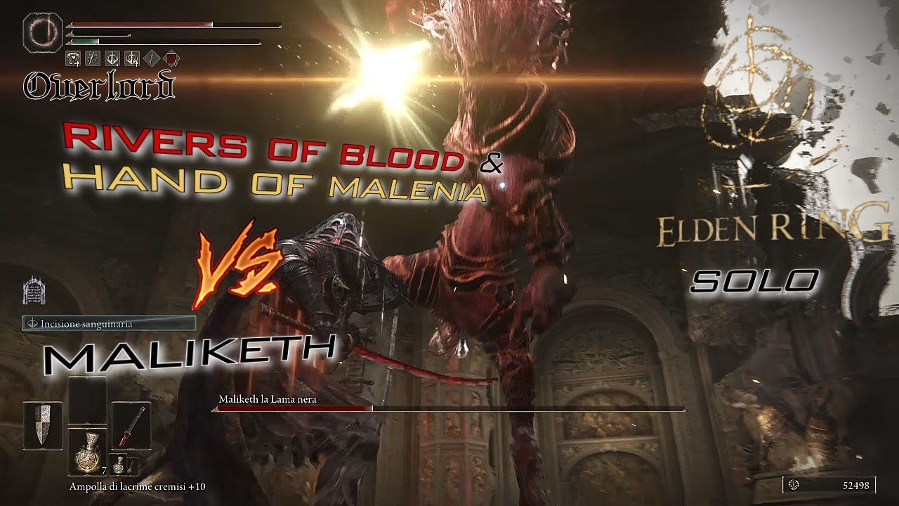 ELDEN RING - Maliketh First Kill solo rivers of blood & hand of malenia ...