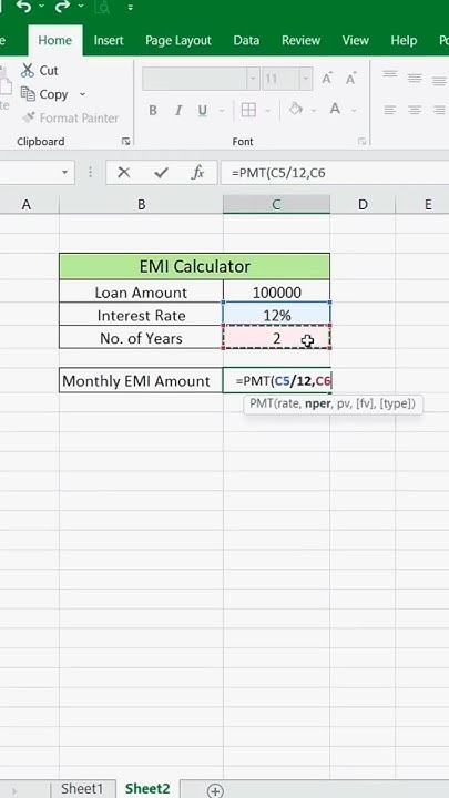 How To Emi Calculate In Excel Tips And Tricks 💯💫 Exceltips Tutorial Shortvideo Youtube