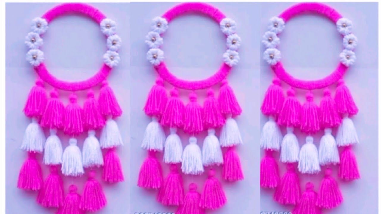 Thread Wall Hanging Craft Easy/ Woolen Flower Wall Hanging Craft Diy ...