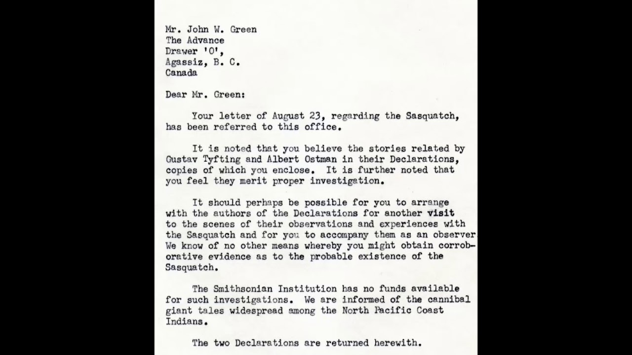 1957 Sept 5 T. D. Stewart letter to John Green - YouTube