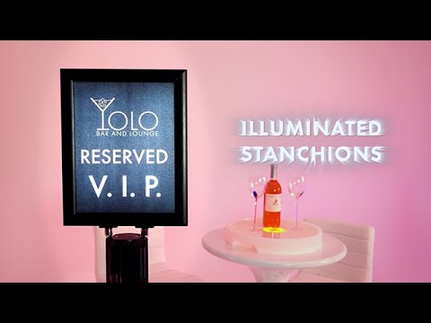 Illuminated Stanchion Sign Holder for VIP Lines | Displays2go® - YouTube