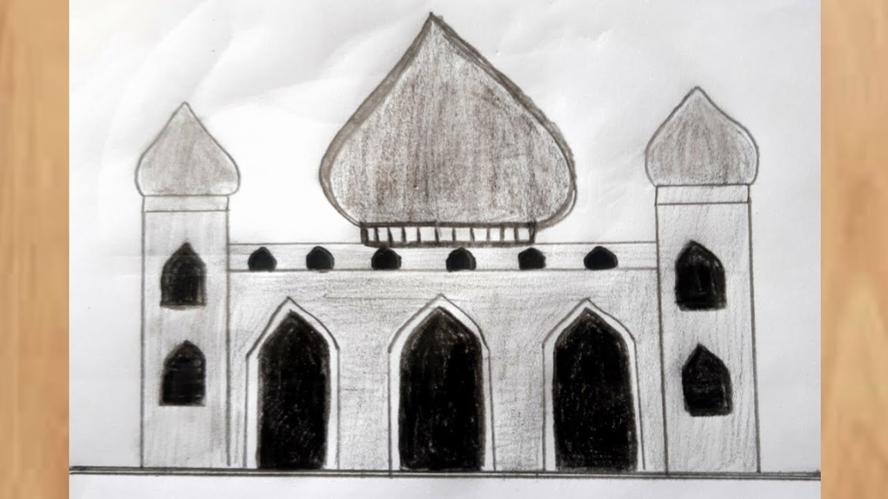 Masjid drawing easy and beautiful || Drawing for beginners - YouTube