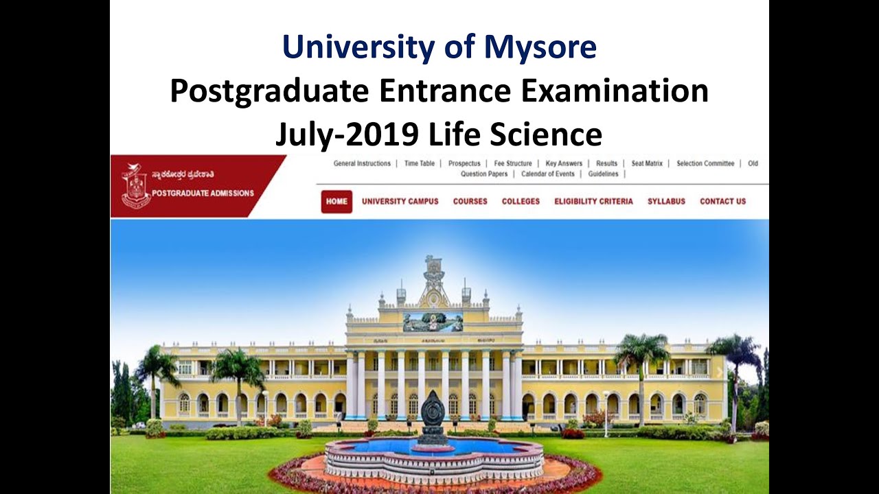 M.Sc Life Science : Postgraduate Entrance Examination Question Paper ...