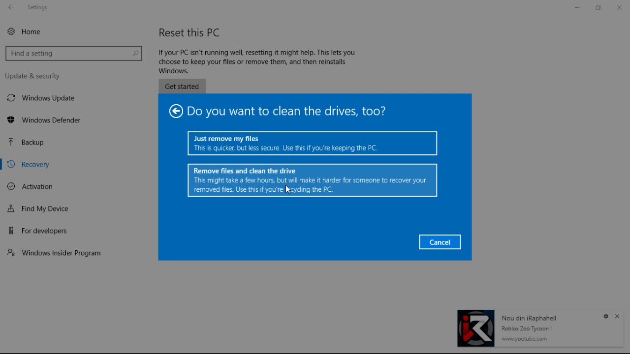 RESETARE WINDOWS 10 - YouTube