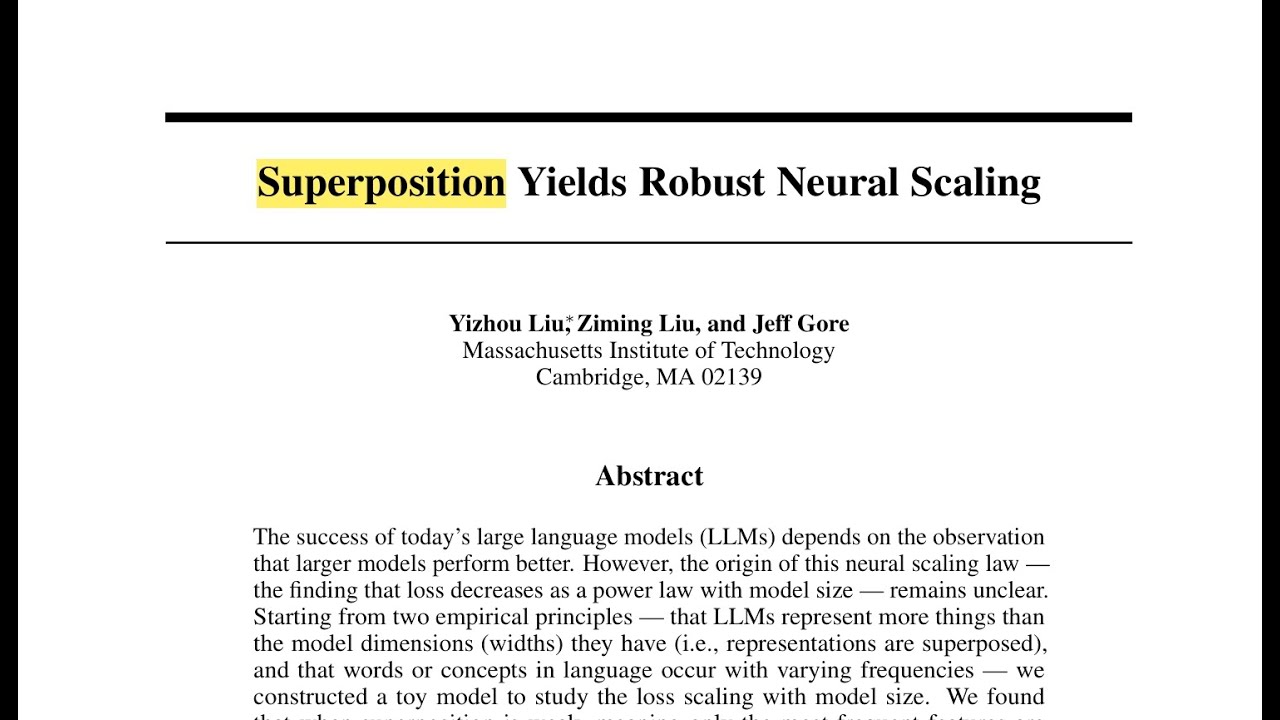 Superposition Yields Robust Neural Scaling - YouTube