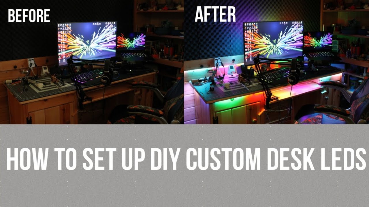 Easy DIY Google Home Desk RGB Lighting - Custom LED Strip - YouTube