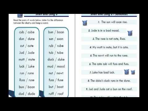 ESL Phonics Lesson: "Short u" and "Long u" - Word List and Sentences ...