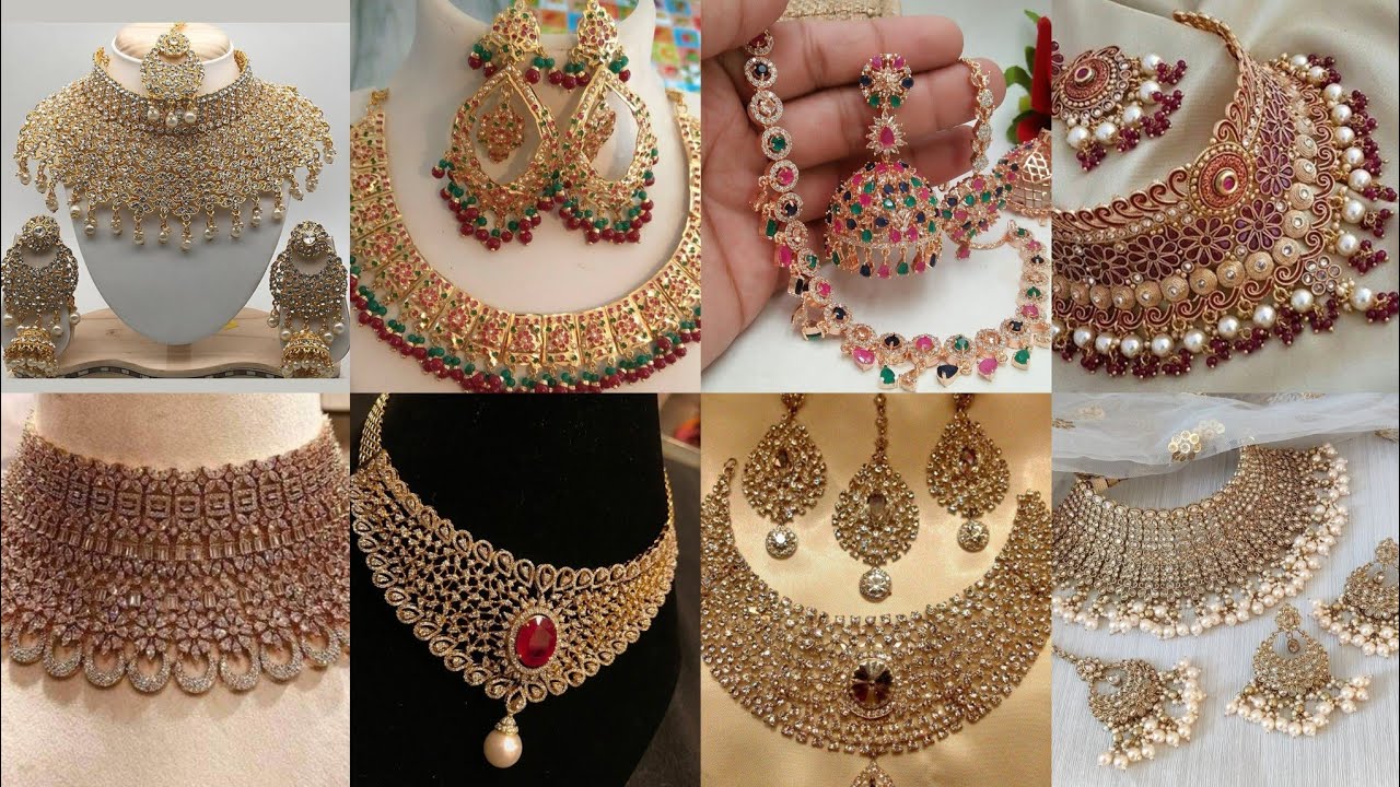 Heavy stonework artificial bridal jewelry set ideas for classy girls ...