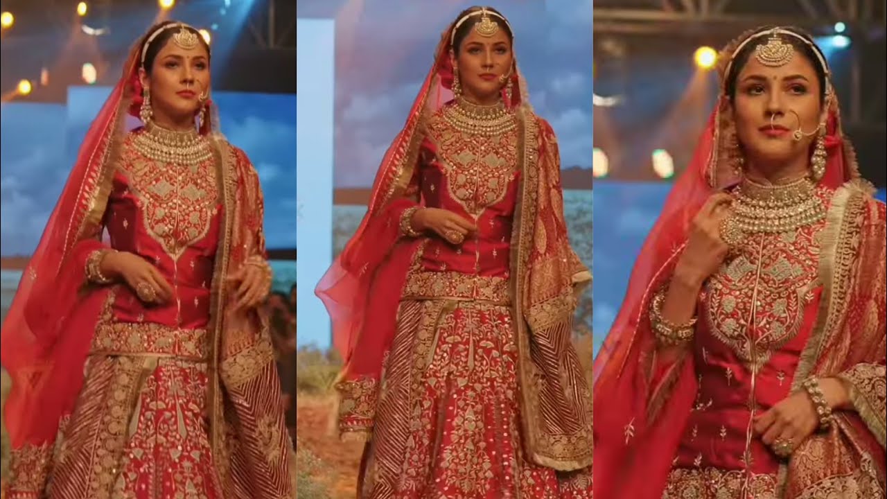 sehnaz gill has bridal look at ramp walk - YouTube