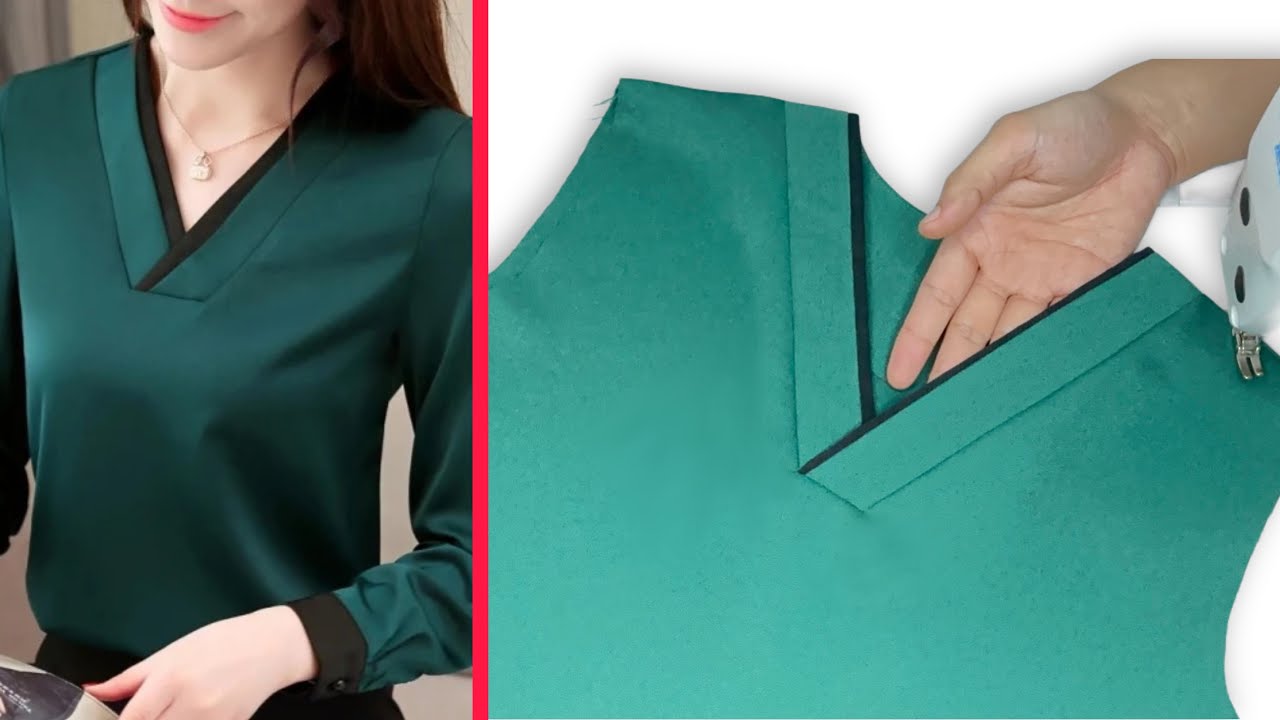 Level Up Your Skill : the best way to Stitch V neck Placket Design ...