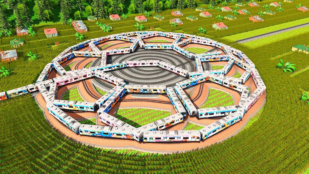 Electric Train Crosses Thousand Turn Spiral Rail Track🚂The Rail Track ...