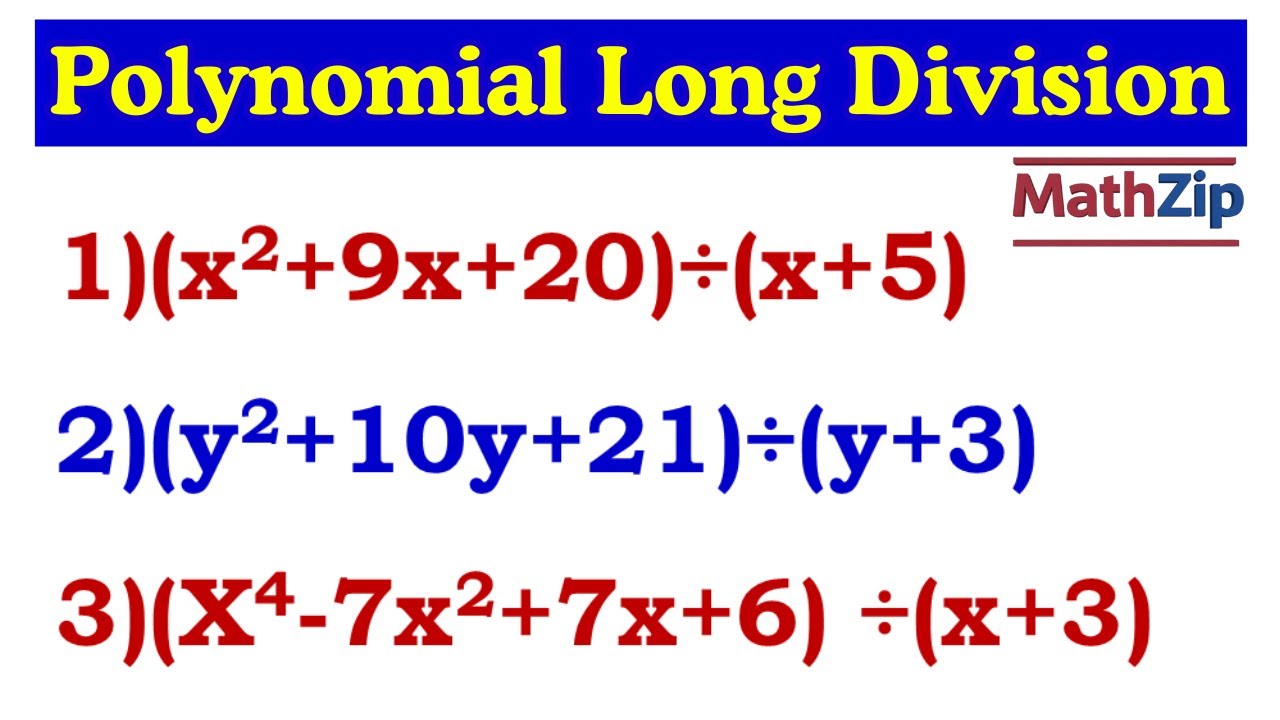 Polynomial Division Practice: Divide Quadratics and Quartics by Linear ...