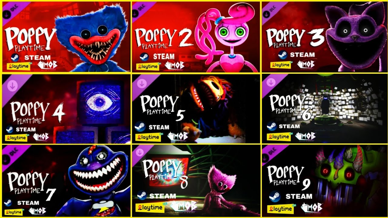 Poppy Playtime Chapter : 1 2 3 4 5 6 7 8 9 All New Steam Game Icons New ...