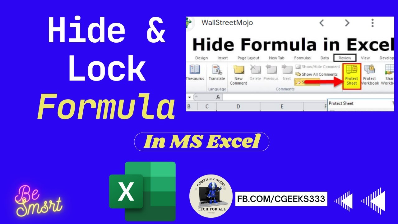 [Geek 64] How to Hide and Lock Excel formula (#CGeeks) - YouTube