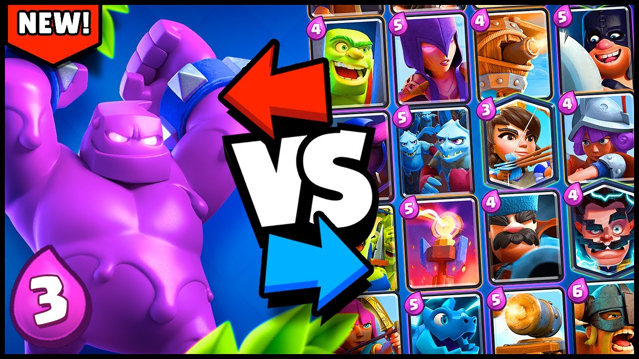 Elixir Golem GAMEPLAY vs ALL CARDS - Clash Royale 1v1 battle - YouTube