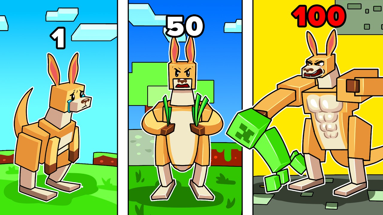 I Survived 100 DAYS as a KANGAROO in HARDCORE Minecraft! - YouTube