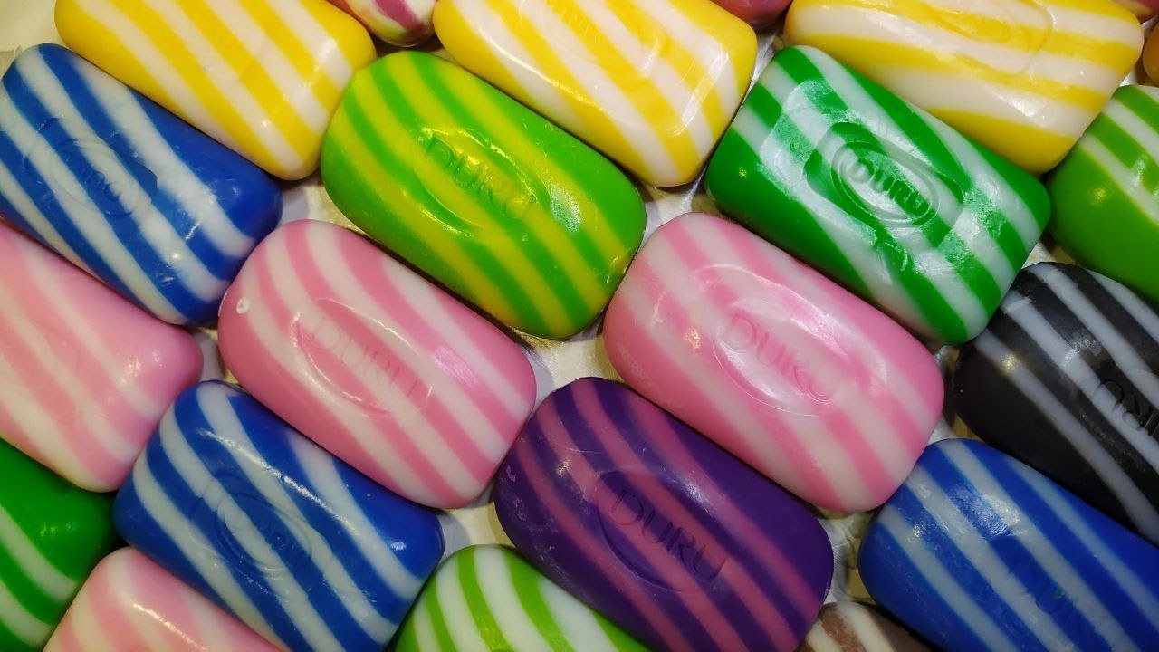 ASMR Soap packaging / Packaging of striped soap in different colors ...