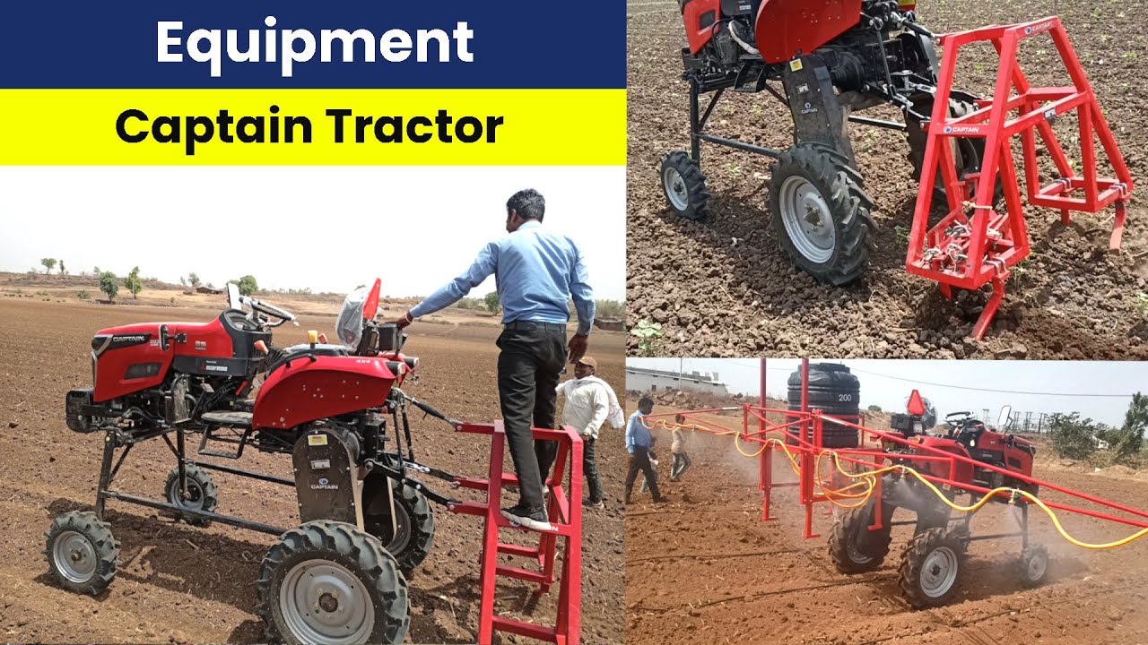 Captain tractor equipment height attachment, sprayer, cultivator. - YouTube