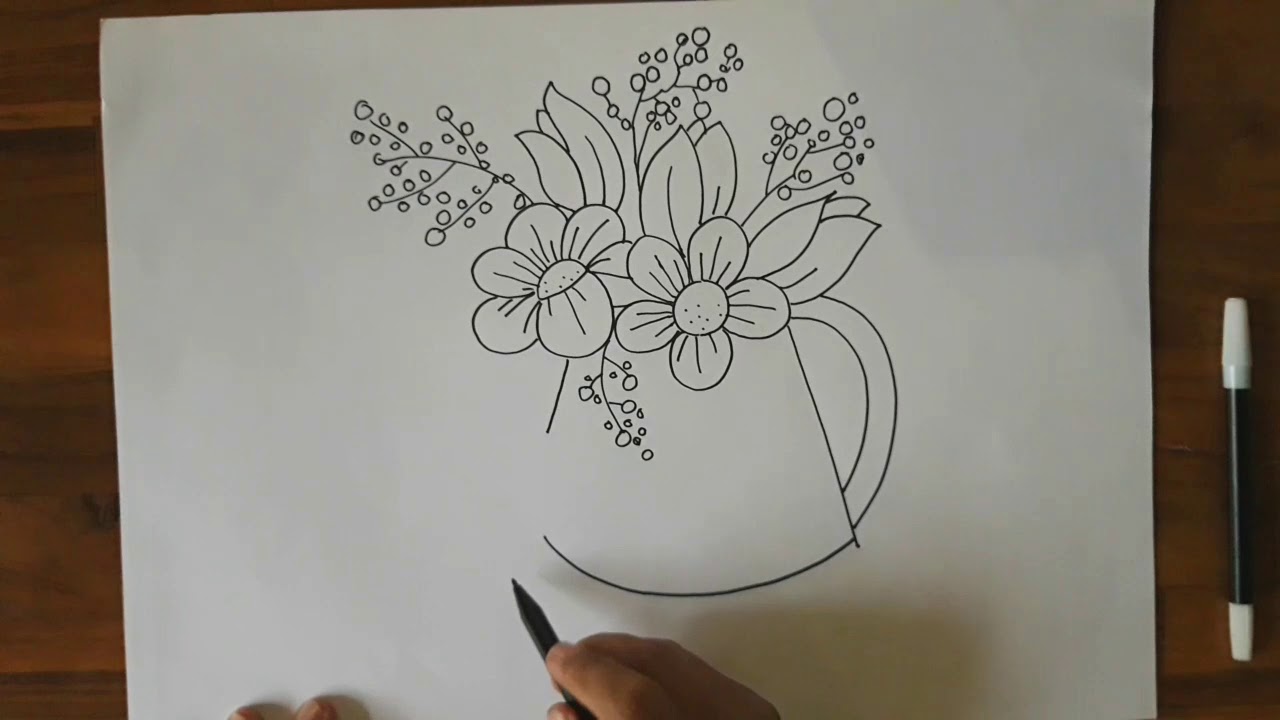 MENGGAMBAR BUNGA (How to draw the flower) - YouTube
