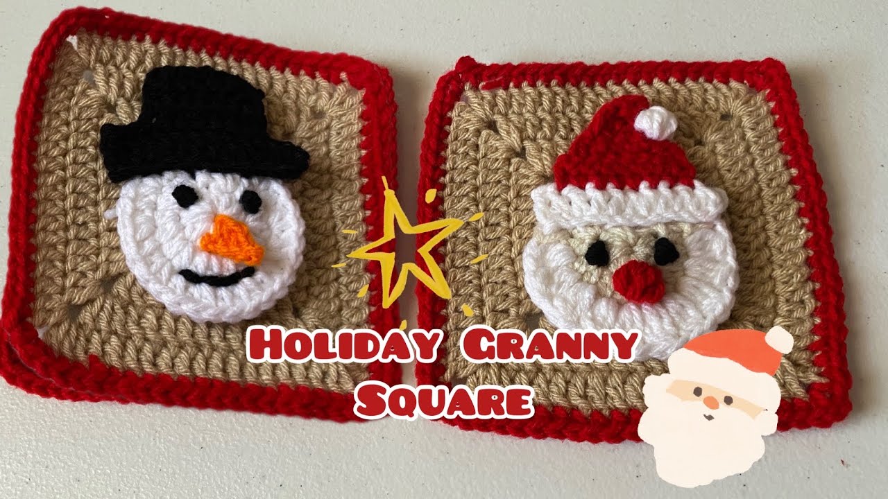 Crochet Santa Granny Square (Design 2/3)#92 - YouTube