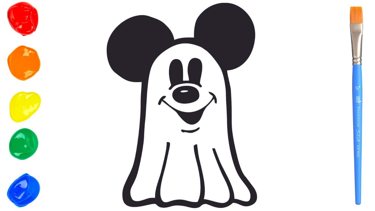Learn How to Draw a Mickey Mouse Ghost - Halloween Drawing / Рисуем ...