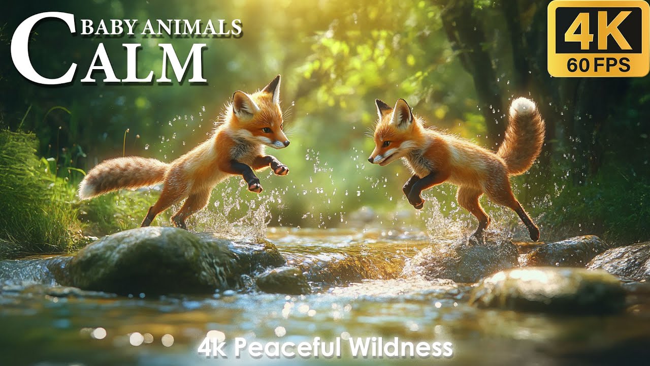 4K 60FPS Calm Baby Animals 🍃 Relaxing Piano Music in Beautiful Nature ...
