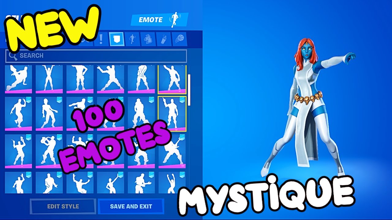 Fortnite Mystique Skin with all Top Fortnite Dances and Emotes - YouTube