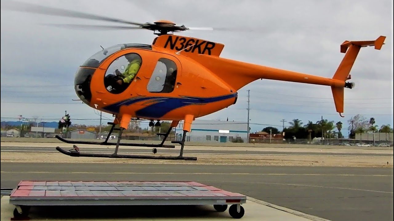 Hughes 500 Start-Up, Takeoff & Landing On Helipad - Hughes 369 ...