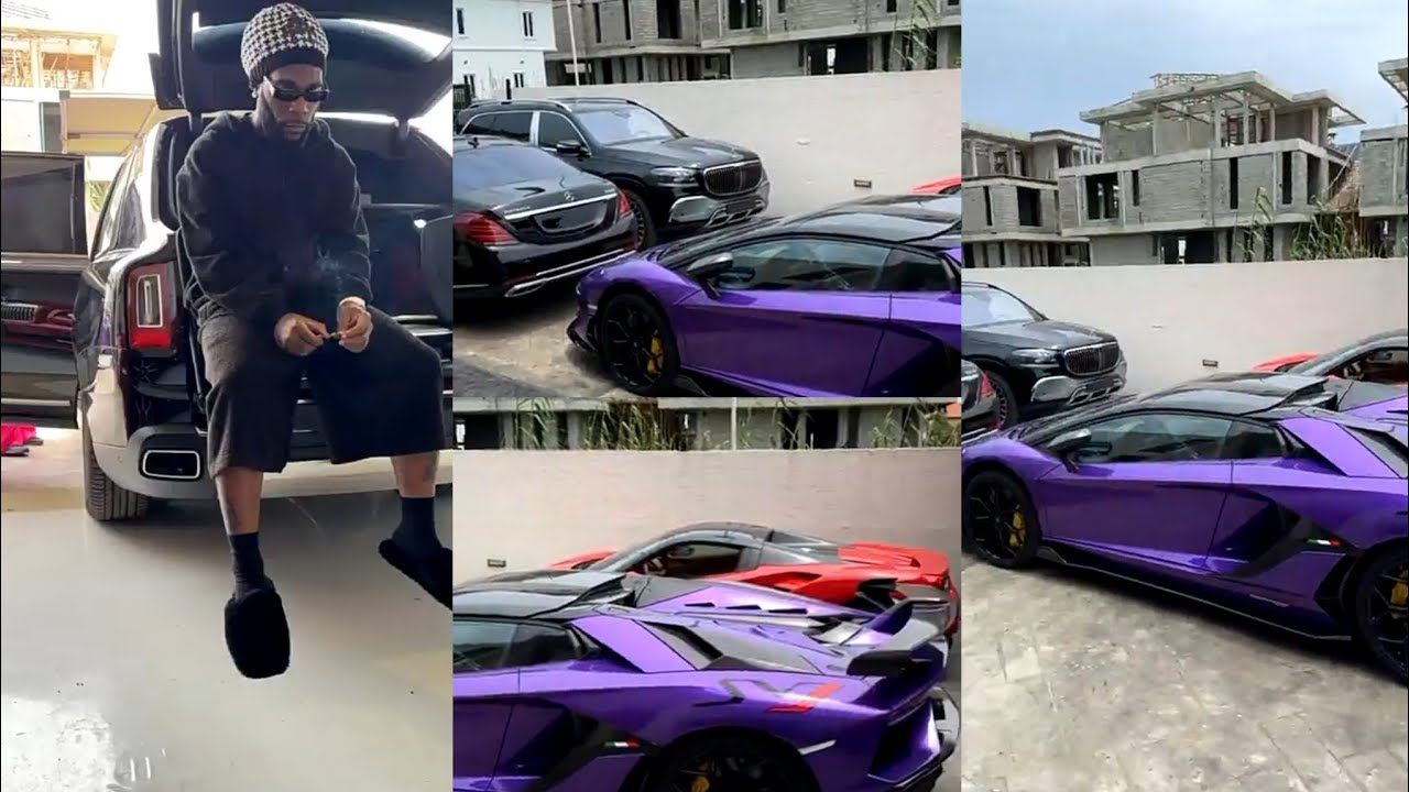 Burnaboy shows off his Lamborghini car's and mansion - YouTube