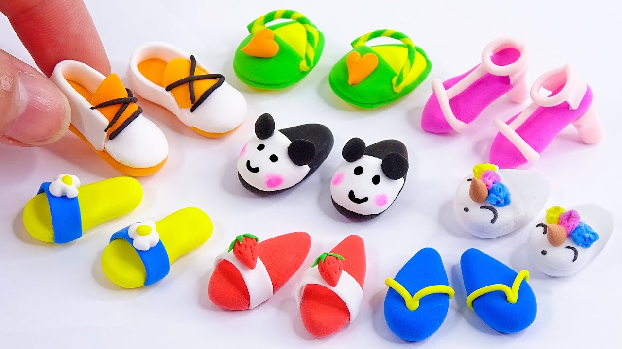 DIY How to Make Miniature Polymer Clay Glitter Shoes, Sandals, High ...