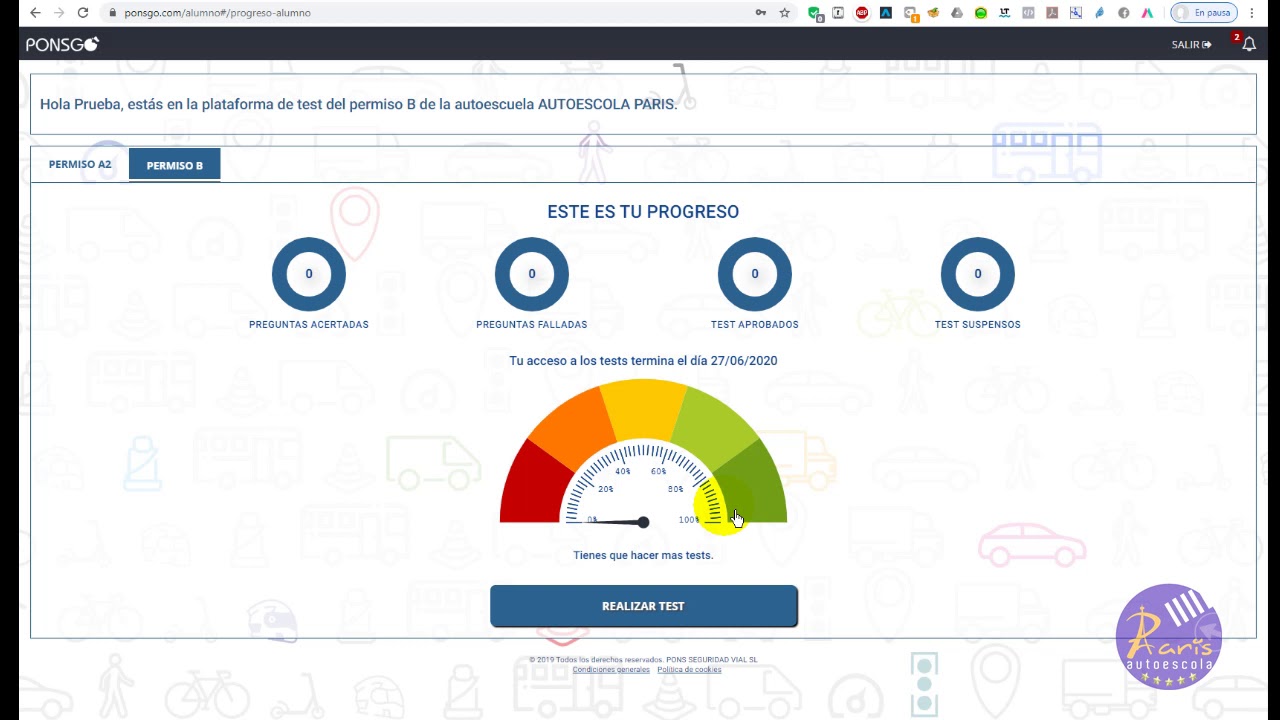 Plataforma de TEST Pons Go. Funcionamiento - YouTube