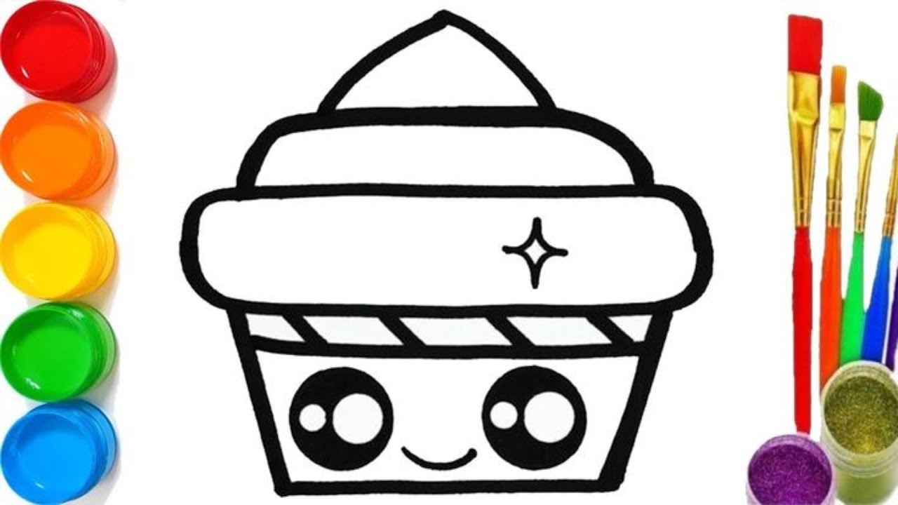 How to Draw a Cute Cup Cake 🎂 | Easy Step-by-Step Kids Drawing ...