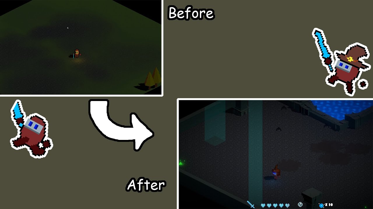My Game Project Before And After Devlog Clips Devlog Unity Pixelart Roguelike Youtube
