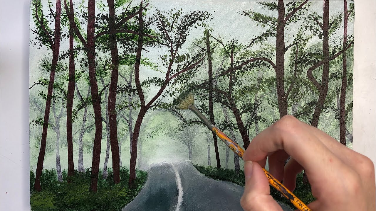 Forest landscape painting tutorial - Acrylic painting techniques for ...