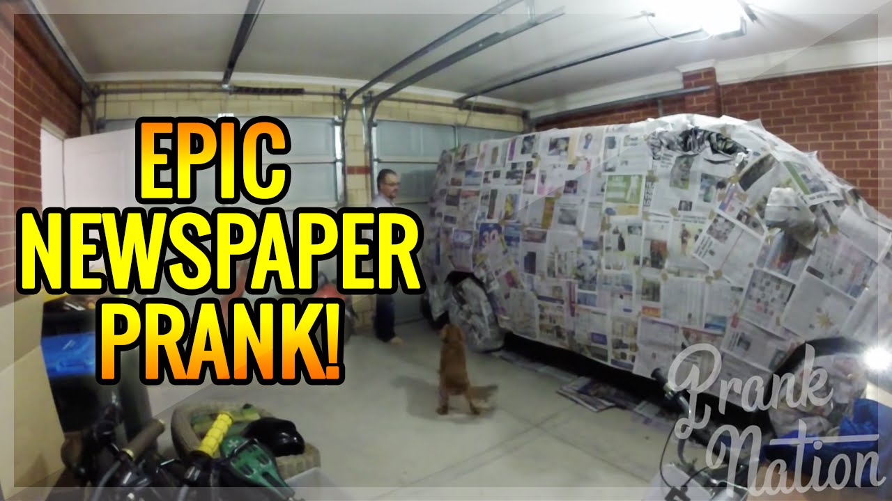 EPIC NEWSPAPER CAR PRANK ON DAD - YouTube