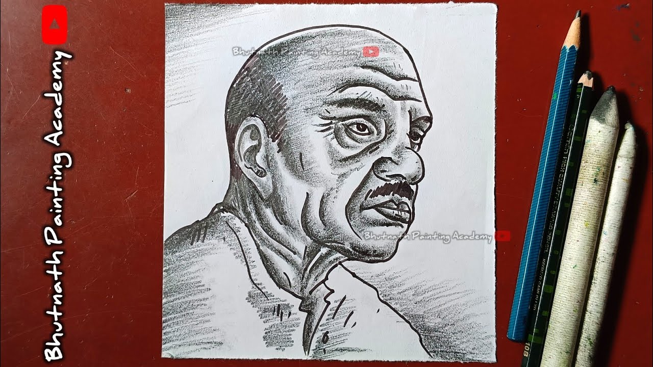 vaikom muhammad basheer drawing with pencil shading - YouTube