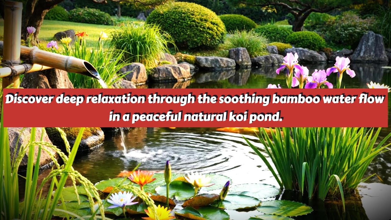 Bamboo Water Relaxation by a Natural Koi Pond — Deep Calm, Nature ...