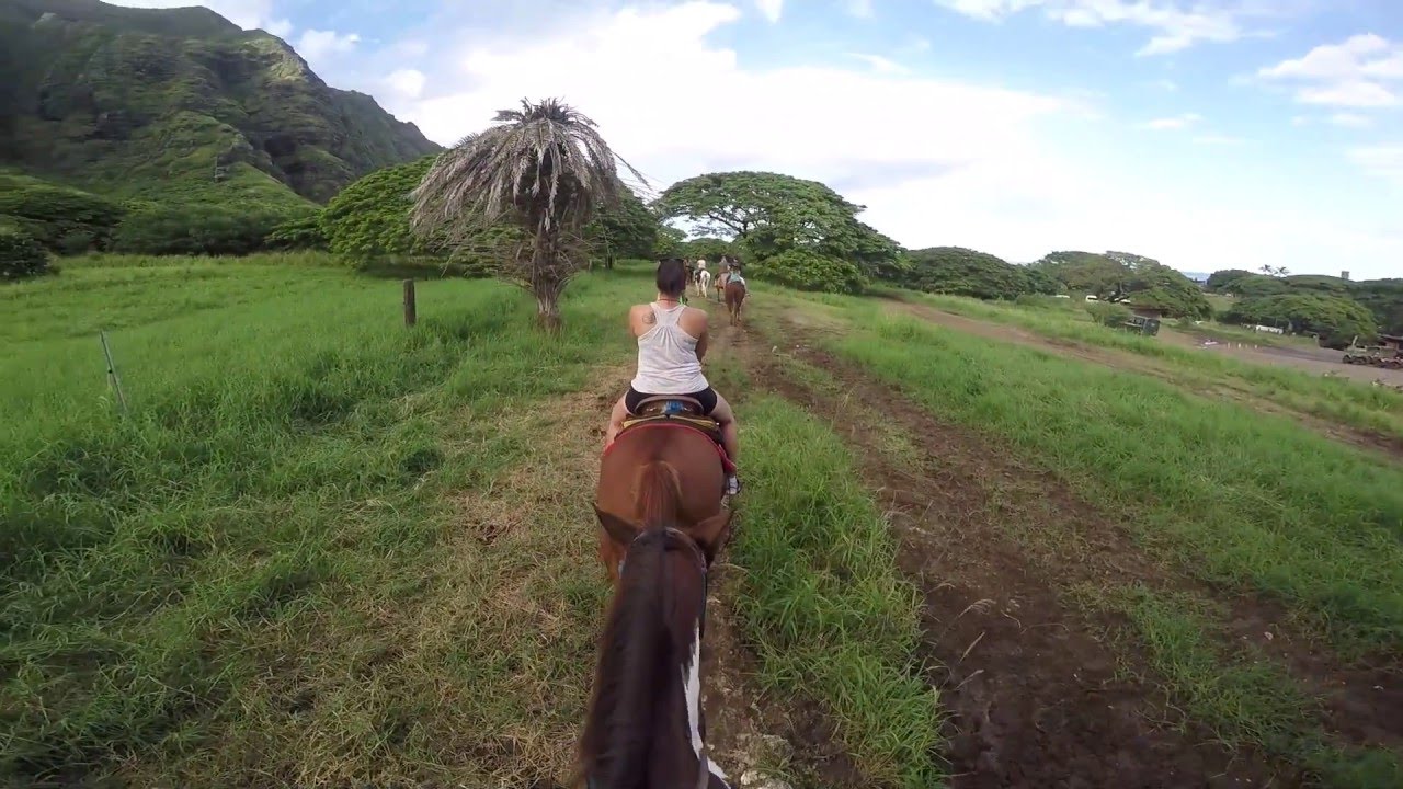 Kualoa Ranch-Oahu-Hawaii-Horseback riding-Go Pro - YouTube