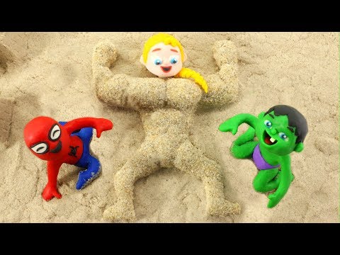 BABY ELSA BECOMES A MUSCULAR MAN ❤ Spiderman, Hulk & Frozen Play Doh Cartoons For Kids