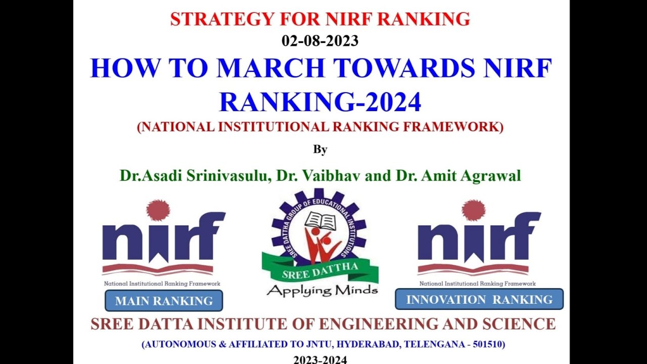 Awareness Programme on NIRF Ranking Framework-2023 - YouTube