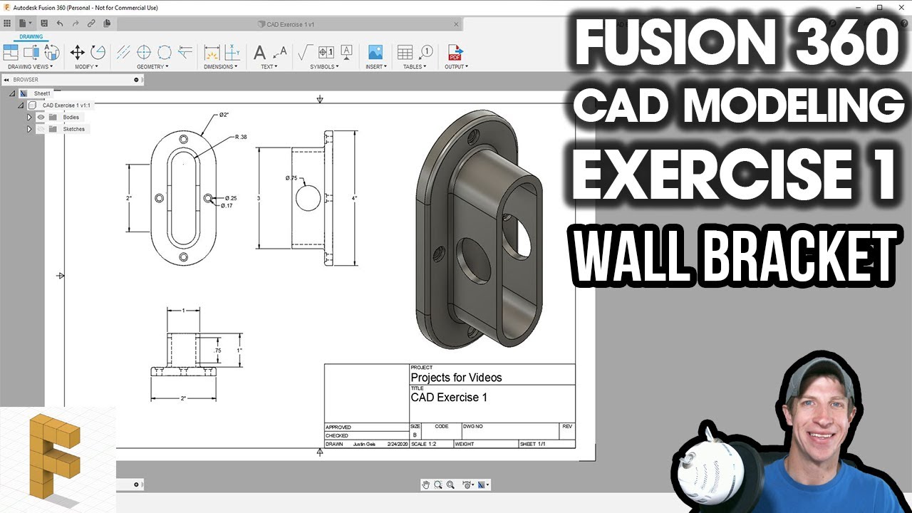 Fusion 360 MODELING EXERCISE - Creating a Wall Bracket - YouTube